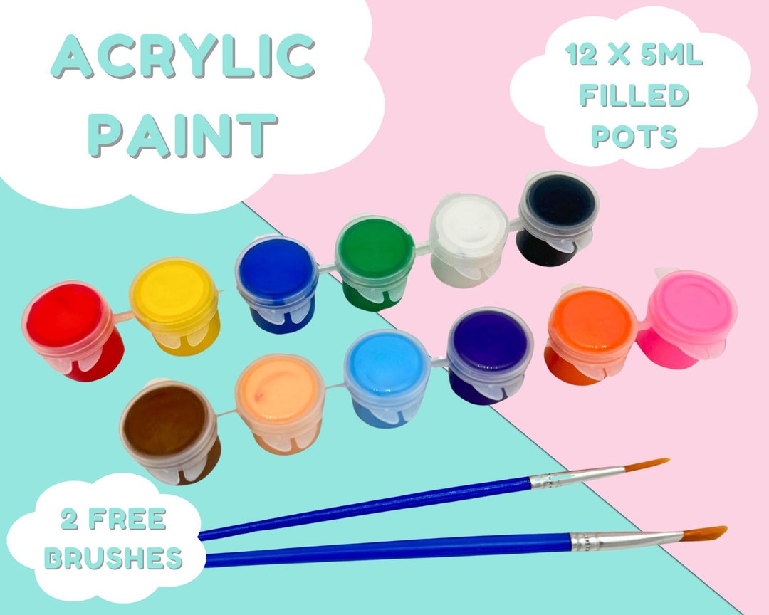 Acrylic Paint Pot Strips | 12 Colours 5ml Prefilled Paint Strips ...