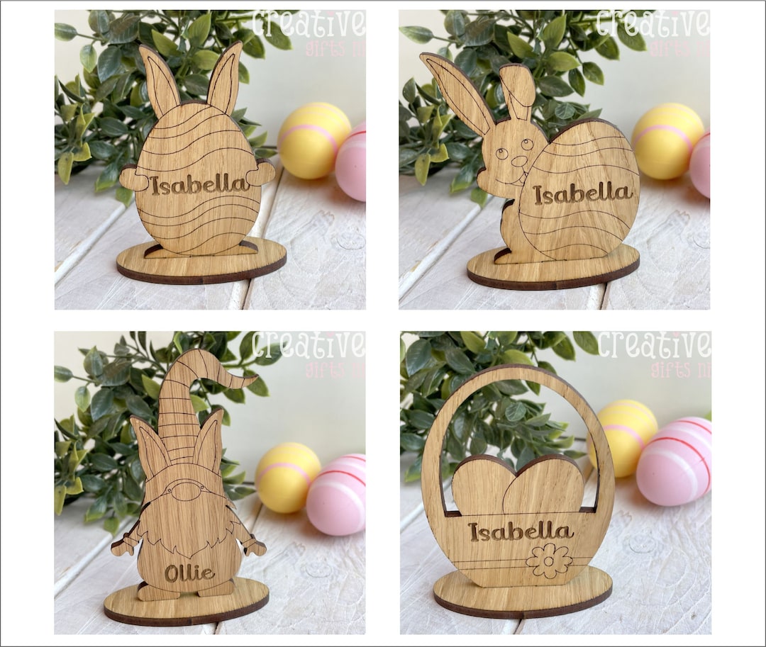 Personalised Oak Wooden Easter Theme Place Names Easter Table - Etsy UK