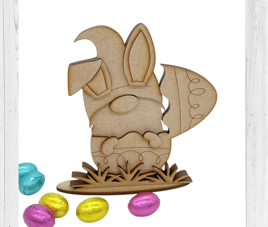 MDF Easter DIY Wooden Craft Blank Easter Bunny Gnome Gonk Cracked Egg ...