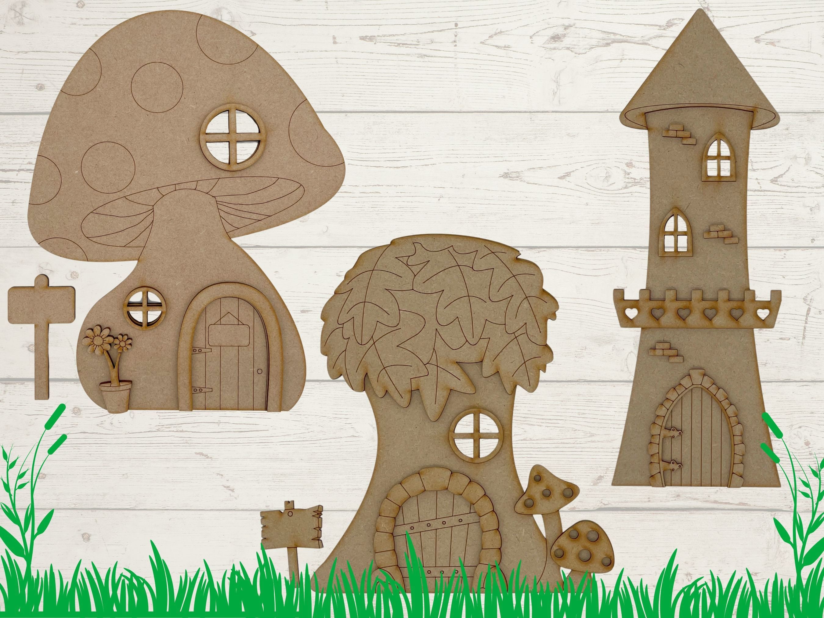 Wooden MDF Fairy Door Craft Kit Laser Cut Wooden Fairy Door Large ...