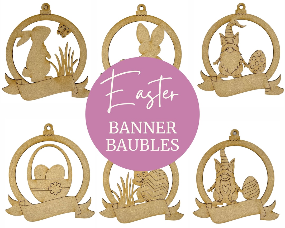 MDF Laser Cut Wooden Easter DIY Craft Kit Easter Banner Baubles - Etsy