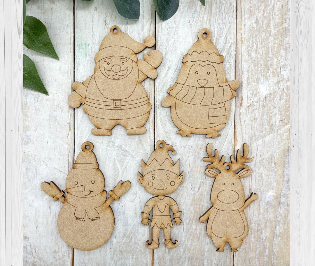 Christmas MDF Embellishment Craft Shape, Wood Blank DIY Decoration 5 ...