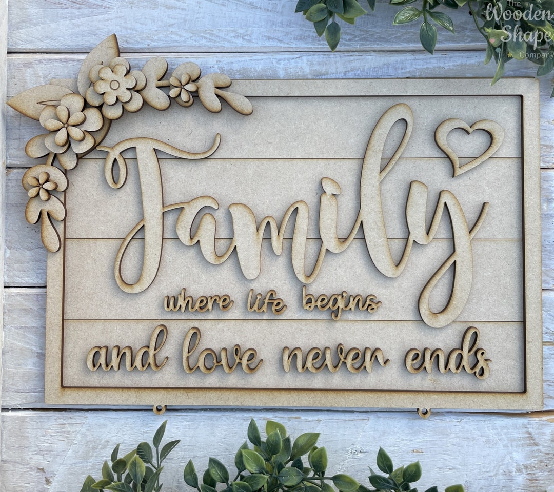 DIY Layered MDF Craft Kit Family Where Life Begins and Love Never Ends ...