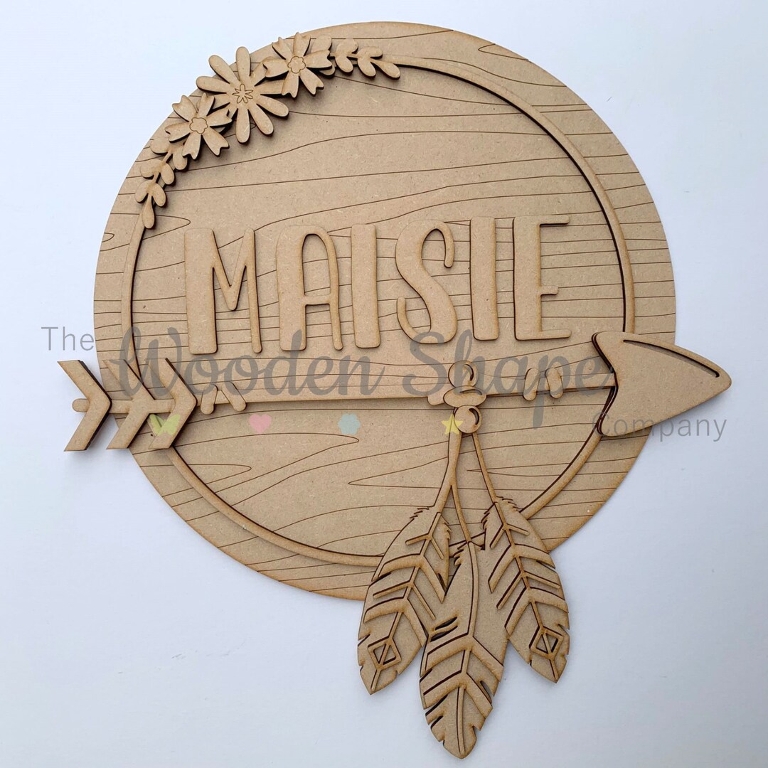 Layered MDF Tribal Boho Theme Room Sign Wall Sign Circle Arrow Feathers ...