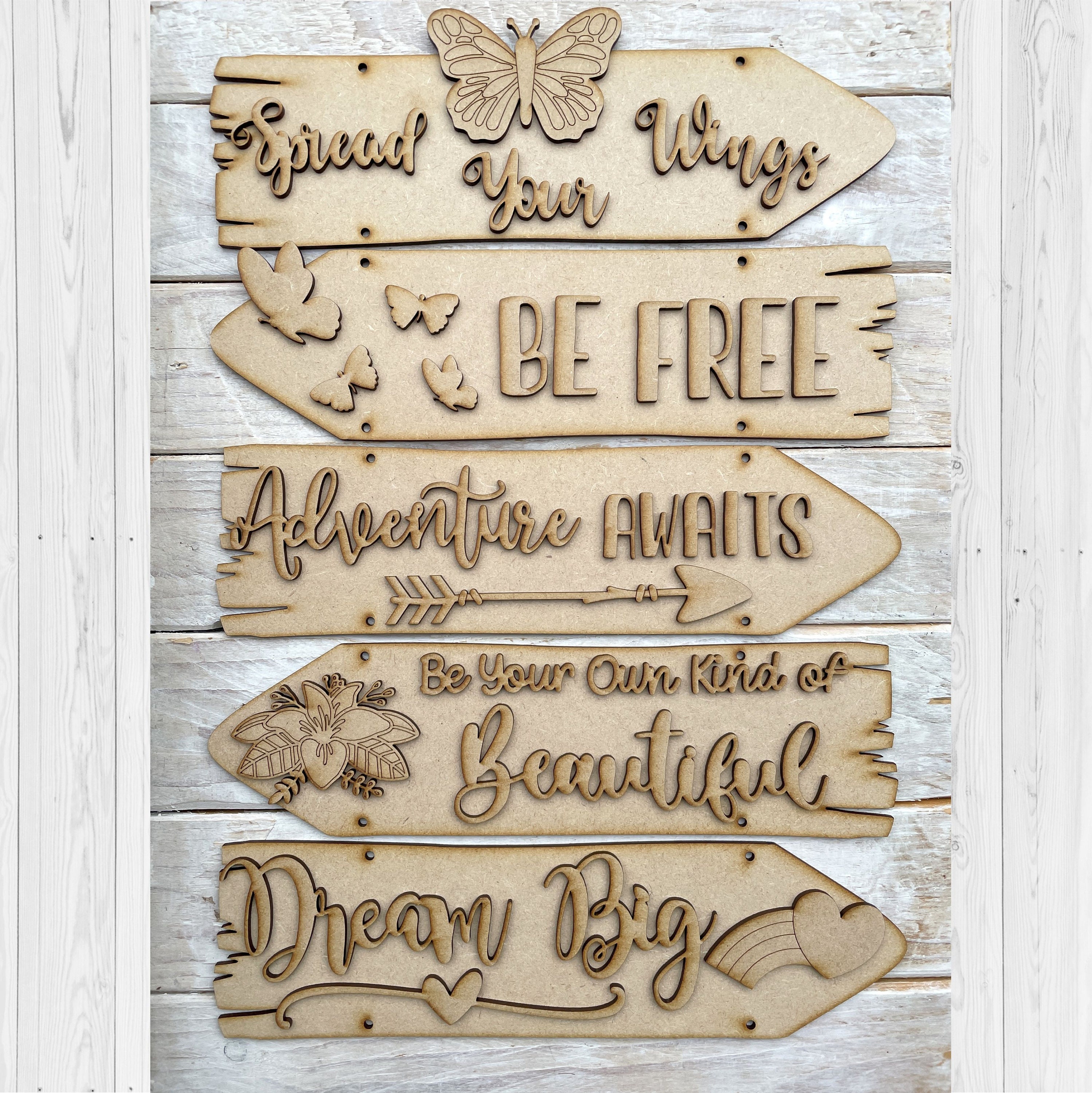Blank Craft Kit Laser Cut Wooden MDF Direction Sign Theme Kids Room ...
