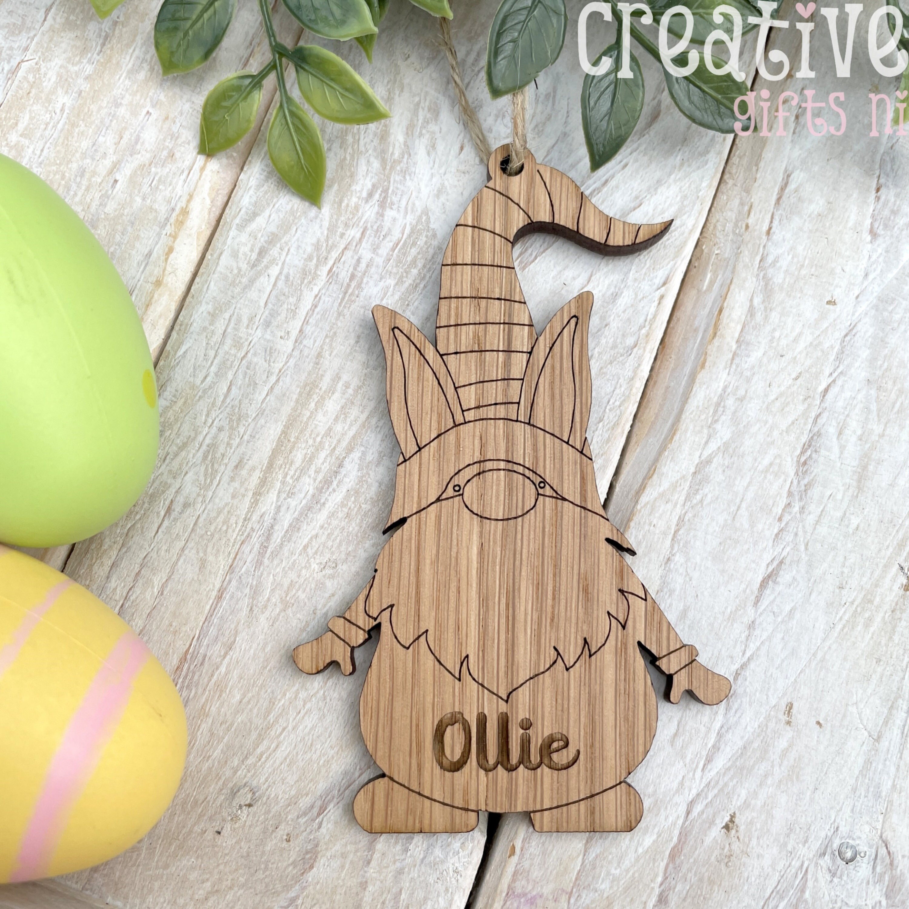 Personalised Oak Wooden Easter Theme Easter Decorations Easter Gnome ...