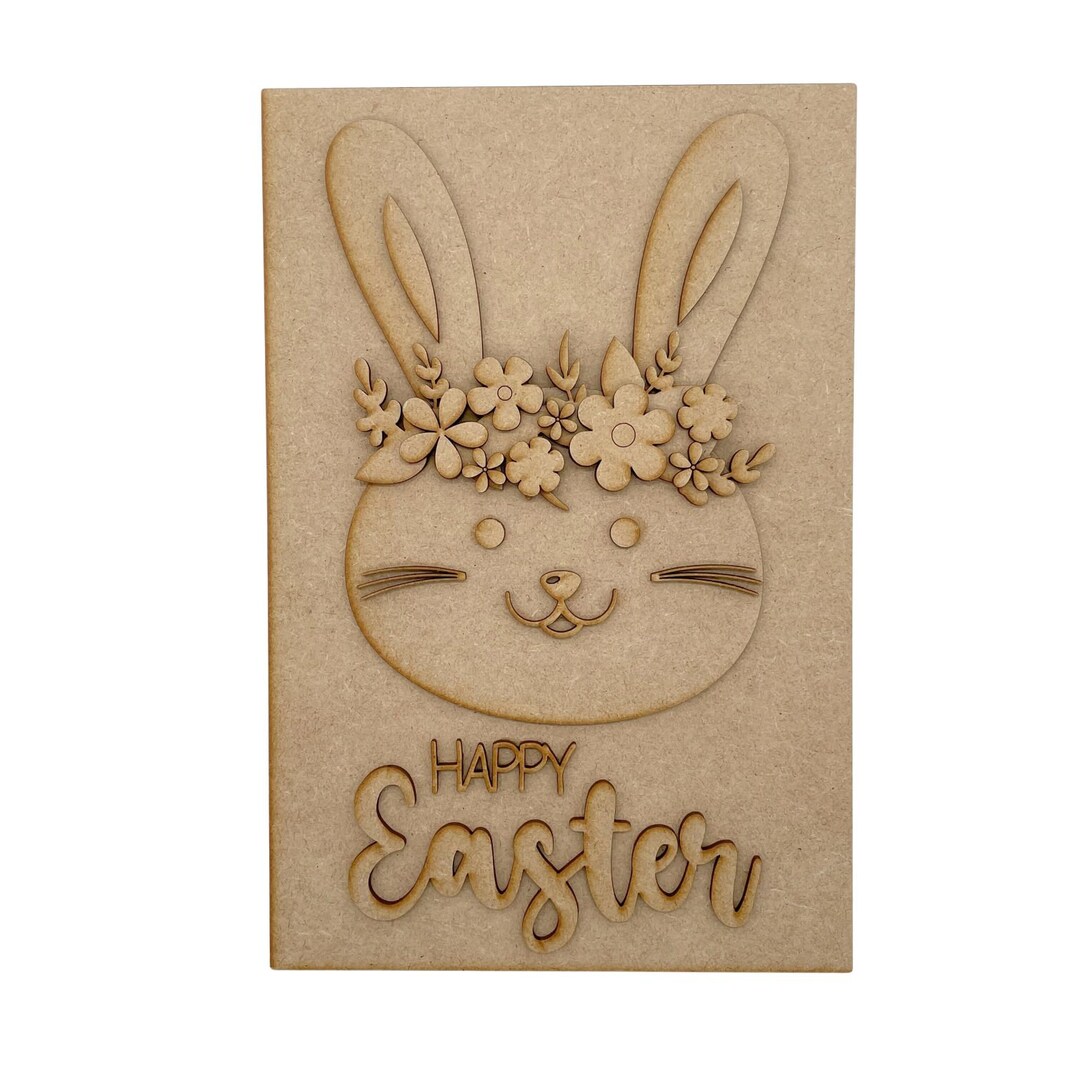 MDF Easter DIY Wooden Craft Blank Easter Bunny Happy Easter Bunny ...