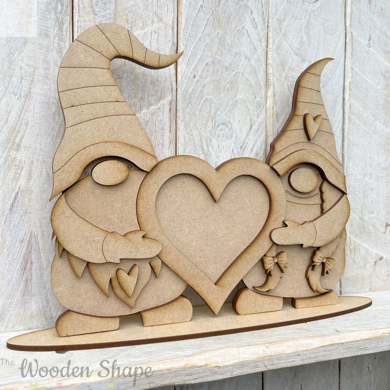 MDF Laser Cut Freestanding Valentines Gnome Gonk Couple Heart - Etsy