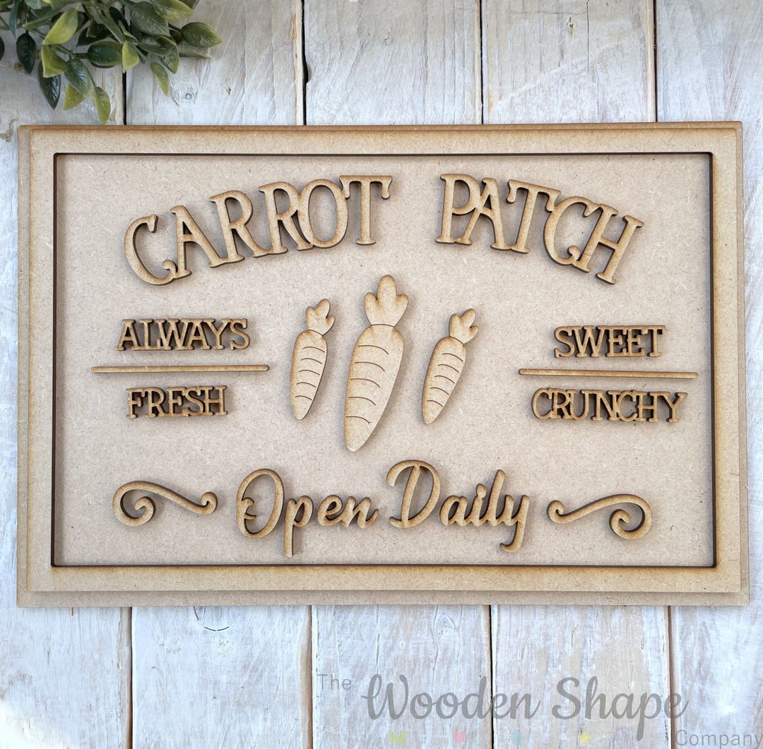 Blank Craft Kit Laser Cut Wooden MDF Easter Craft Kit Carrot Patch RP ...