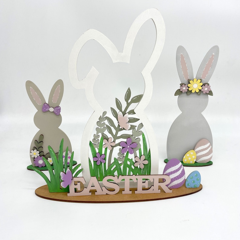MDF Easter DIY Wooden Craft Blank Floral Easter Bunny Set of 3 - Etsy