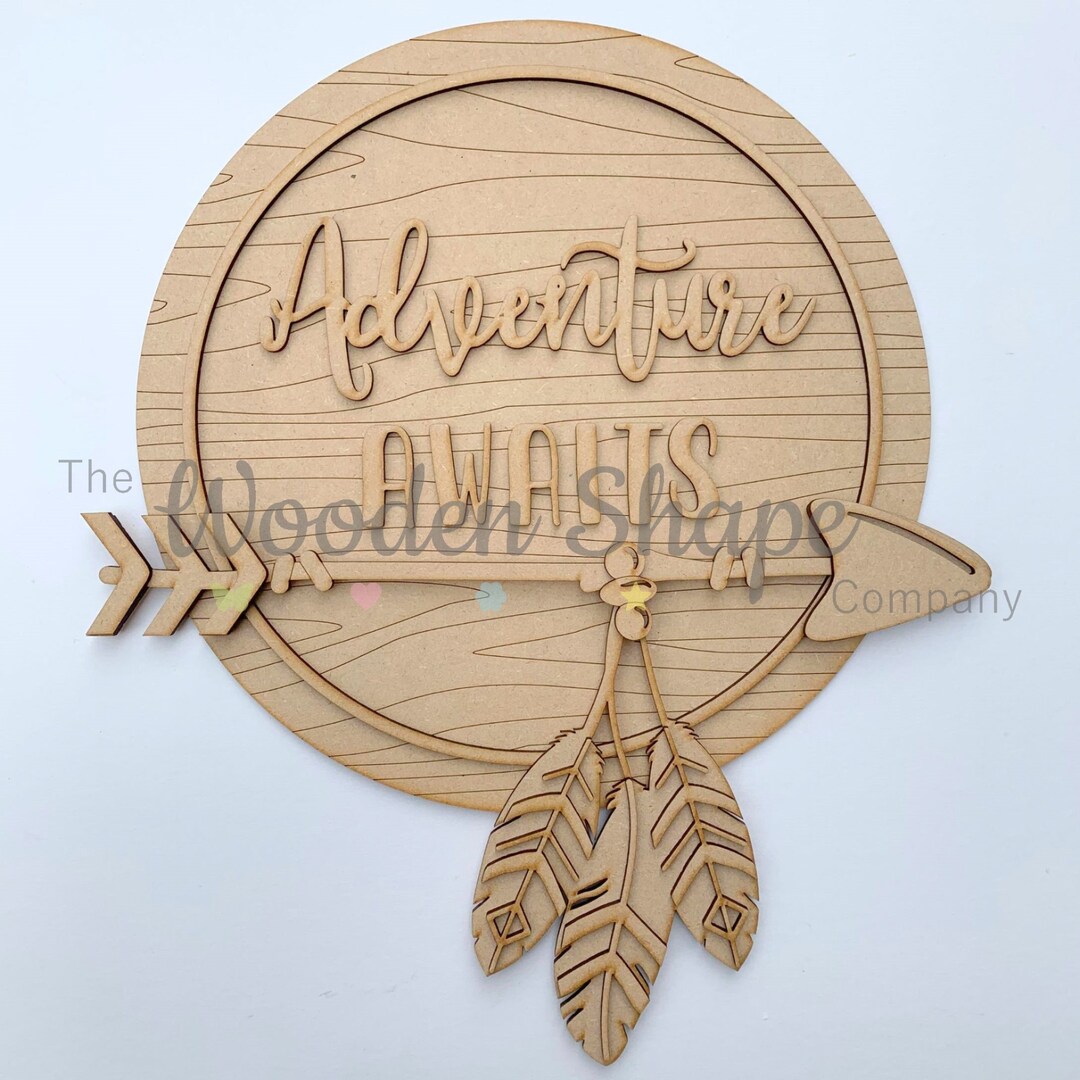 Layered MDF Tribal Boho Theme Room Sign Wall Sign Circle Arrow Feathers ...