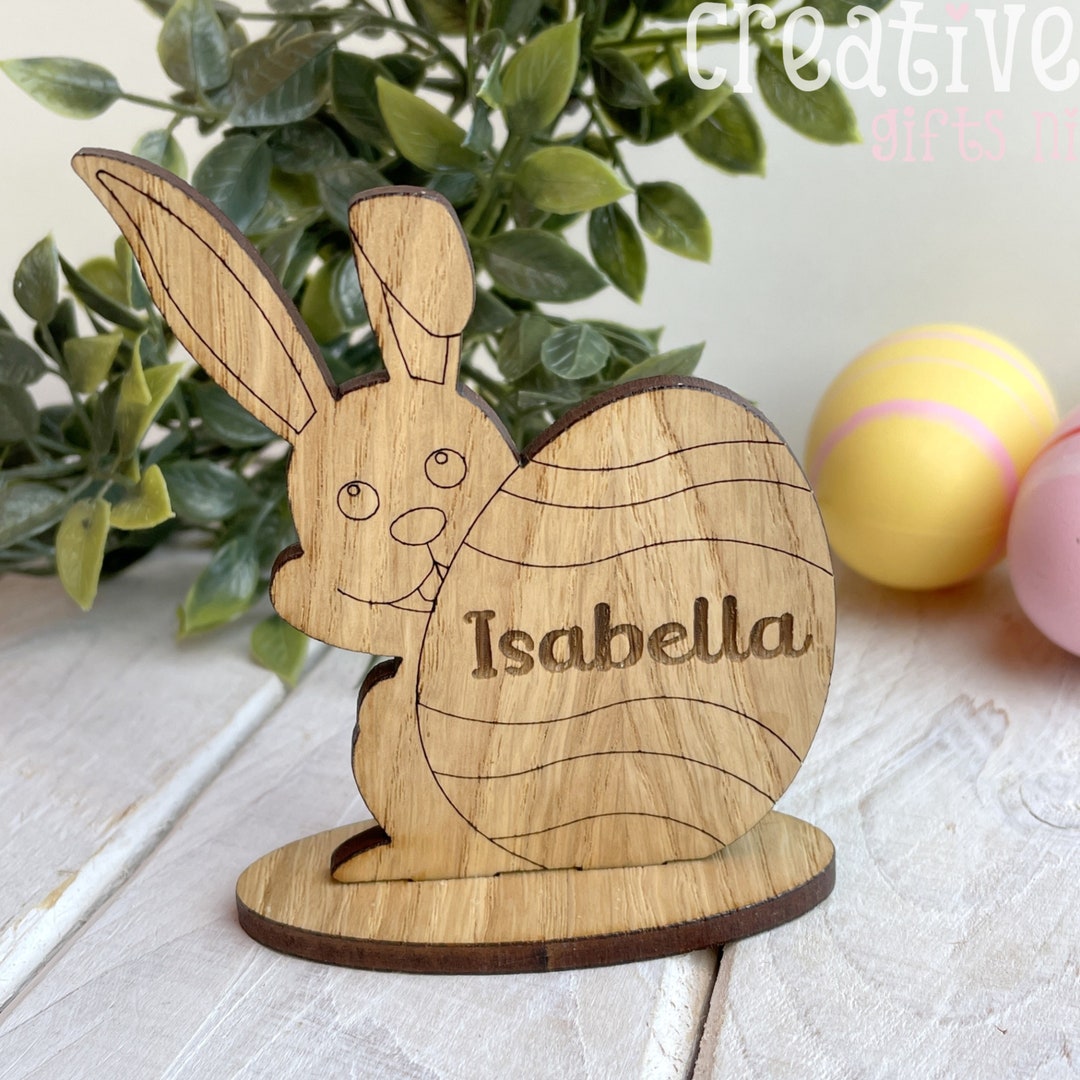 Personalised Oak Wooden Easter Theme Place Names Easter Table Settings ...