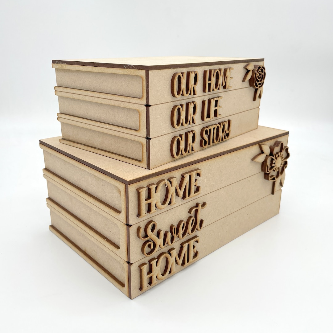MDF Craft Kit for Adults | Laser Cut Wooden Stacking Books | DIY ...