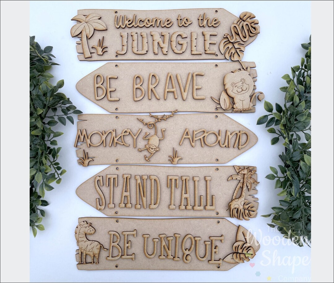 Blank Craft Kit Laser Cut Wooden MDF Direction Sign Theme Kids Room ...