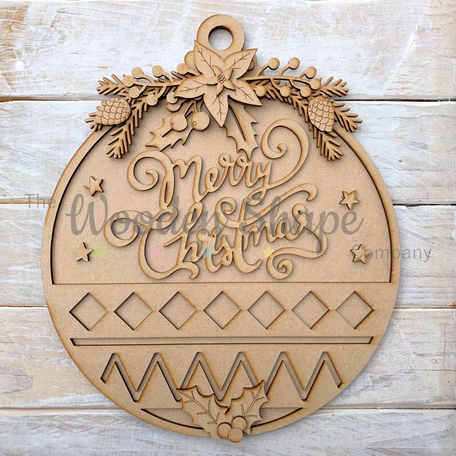 Merry Christmas Craft Kit Layered MDF Plaque Sign Large Bauble - Etsy
