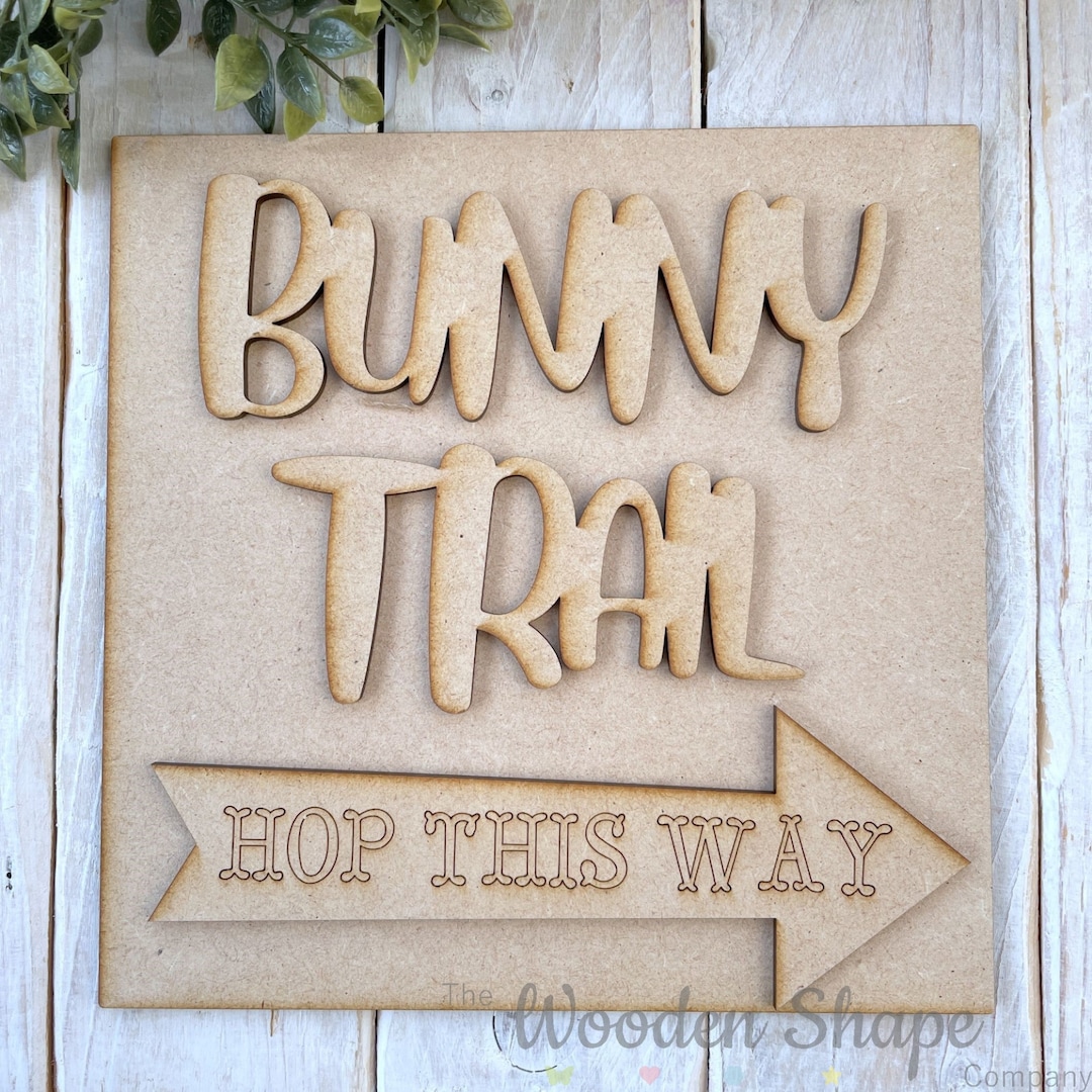 Blank Craft Kit Laser Cut Wooden MDF Easter Craft Kit Bunny Trail Hop ...