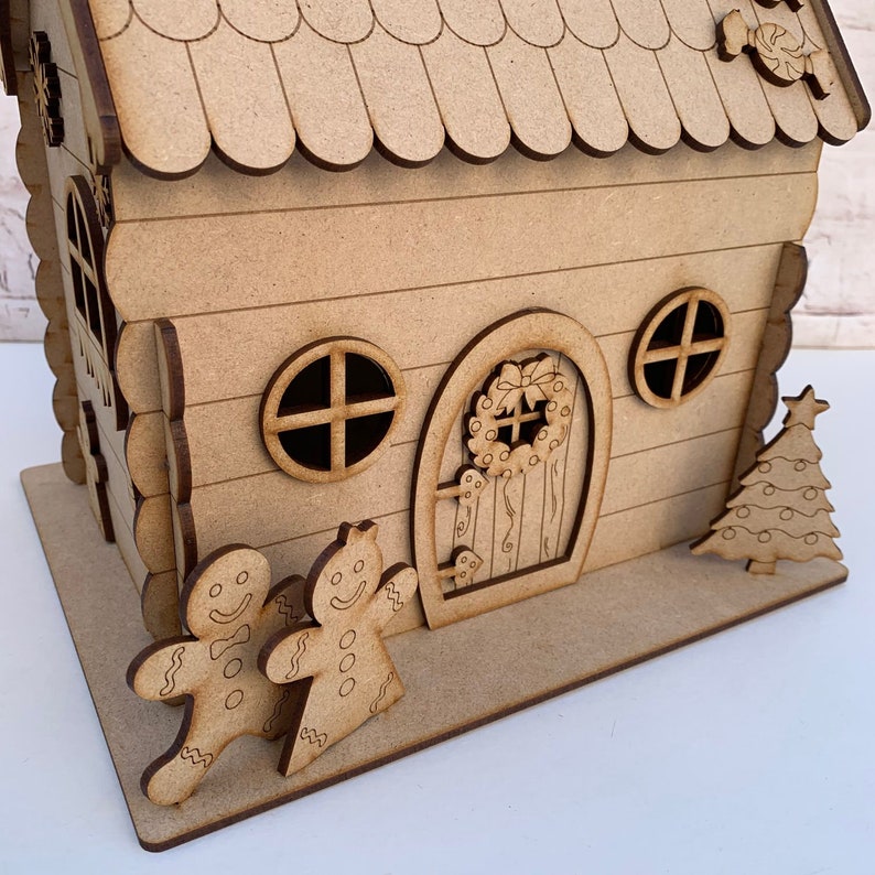 Blank Craft Kit Laser Cut Wooden MDF 3D Craft Kit Christmas Gingerbread ...