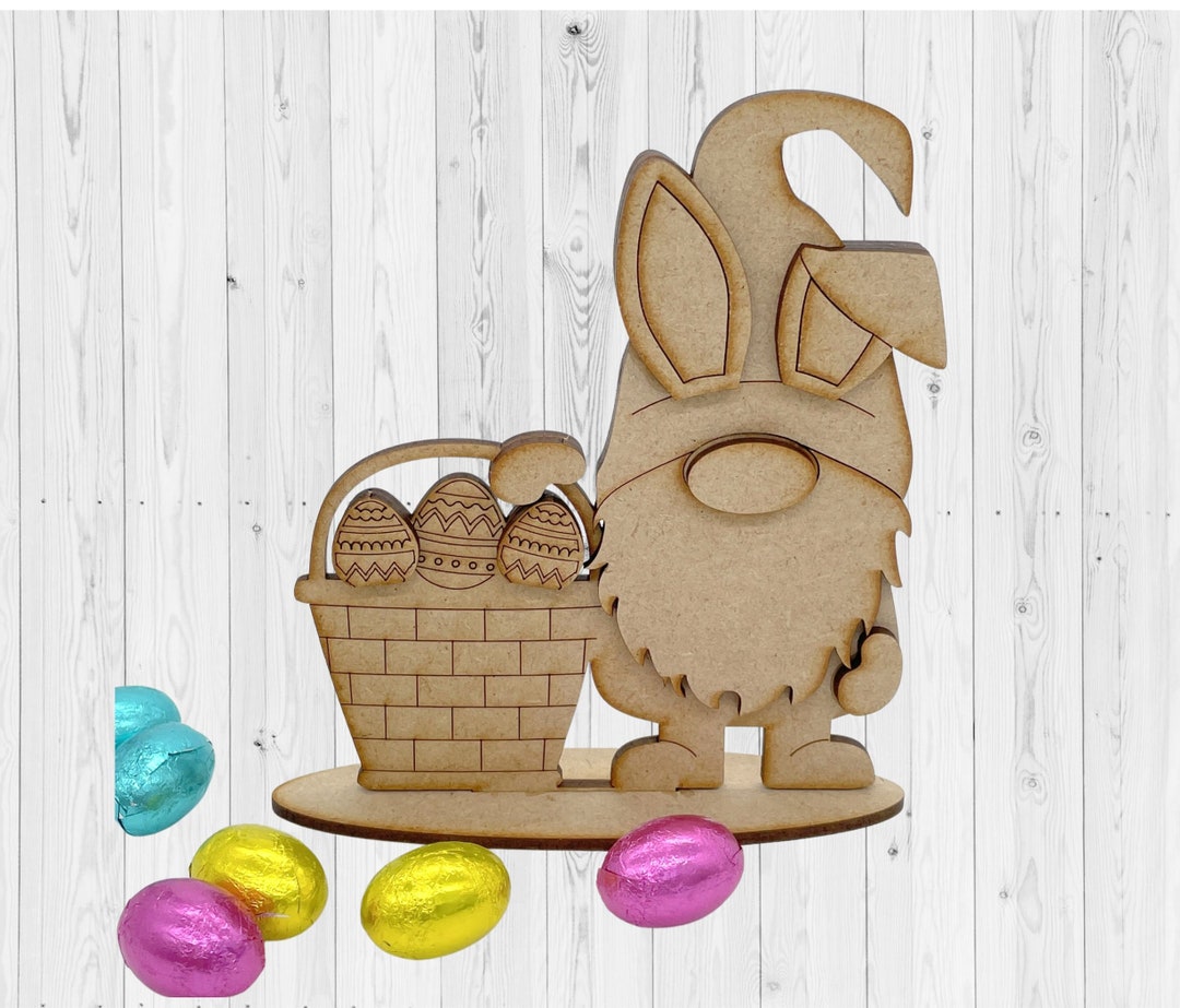 MDF Easter DIY Wooden Craft Blank Easter Bunny Gnome Gonk Bunny Gnome ...