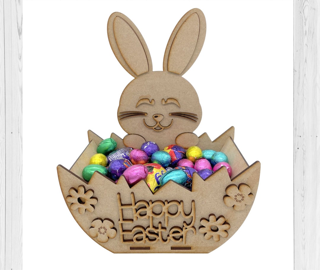 MDF Fillable Easter Cracked EGG Basket DIY Easter Hamper Make Your Own ...