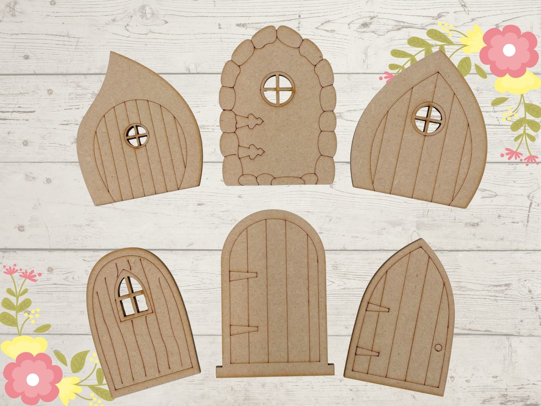 6 Pack Laser Cut Wooden MDF Fairy Doors Craft Kit Blank Wooden Shapes ...