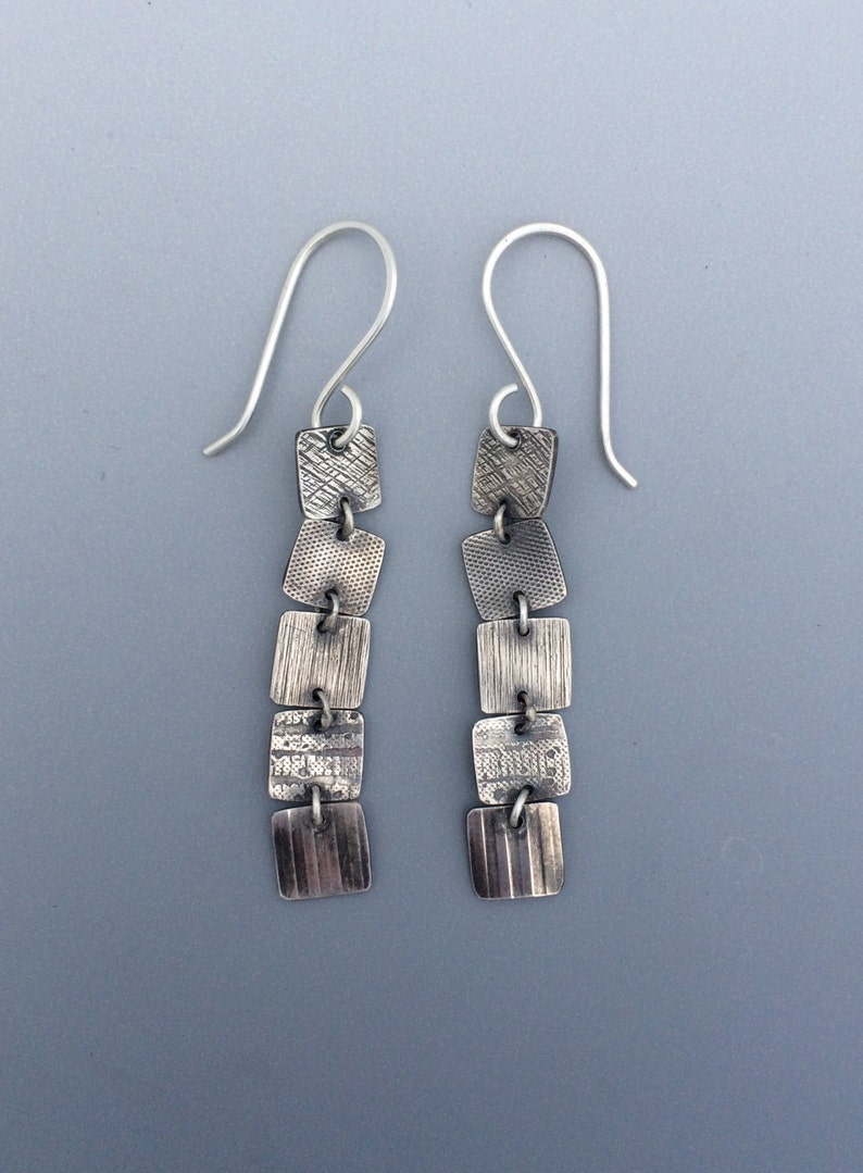 Long Minimalist and Geometric Silver Earrings - Long Dangles ...