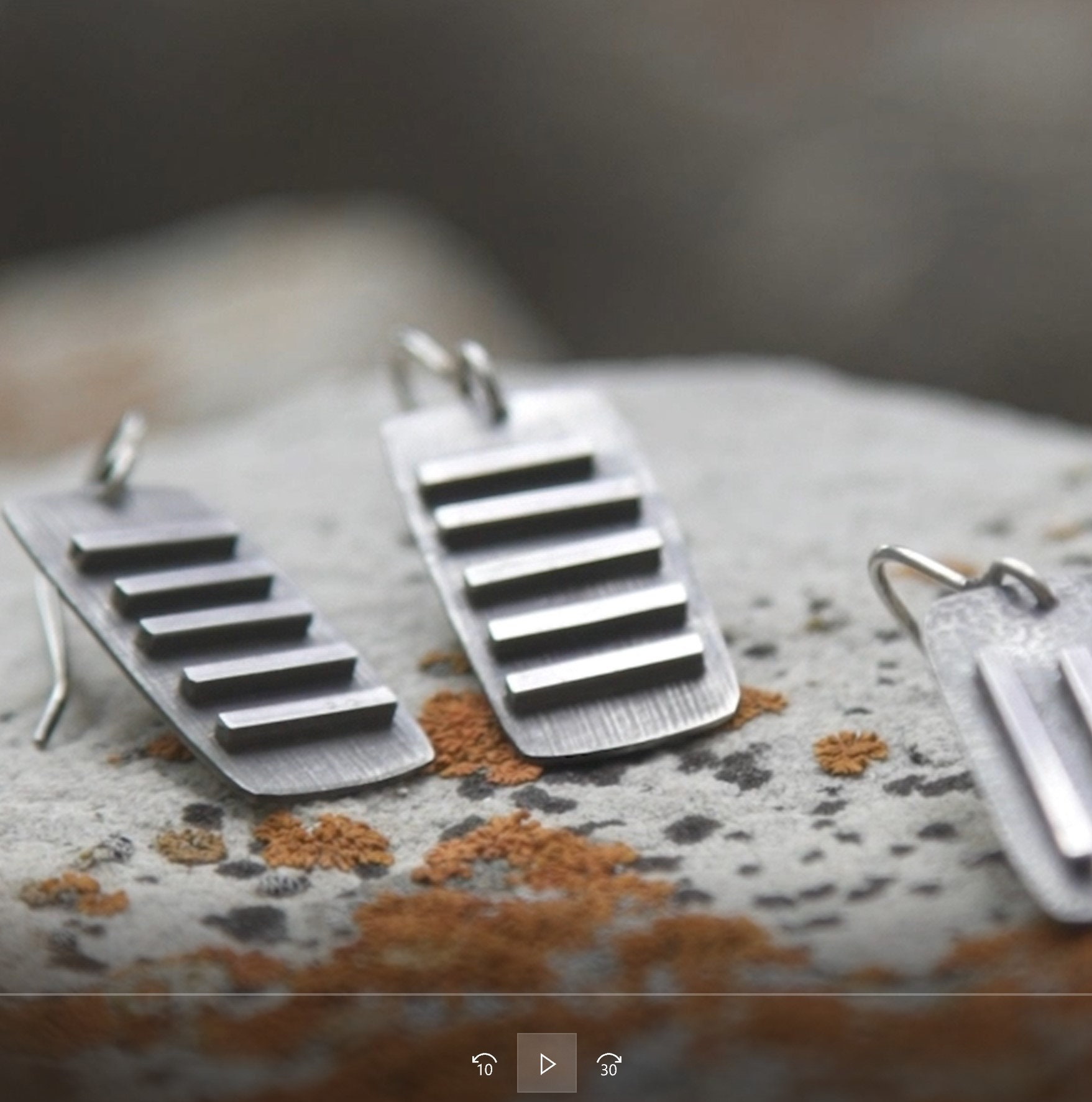 Silver Contemporary Minimalist Earrings With Linear Pattern Modern ...