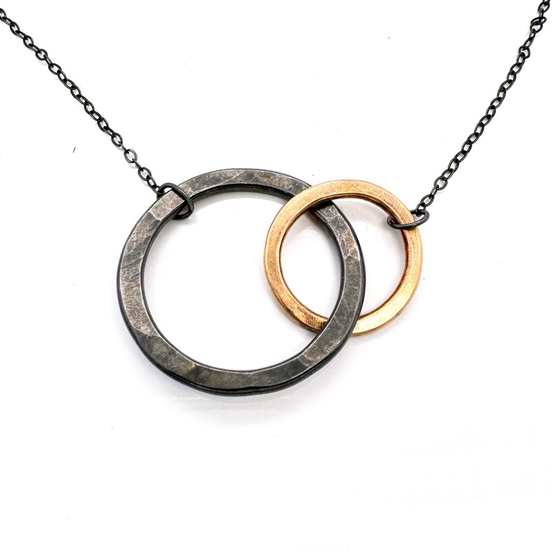 Interlocking Rings Necklace - Gold and Silver Necklace - Bestselling ...