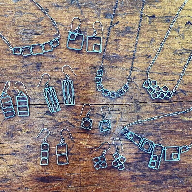 Geometry Earrings - Sterling Silver Earrings Geometric Jewelry ...