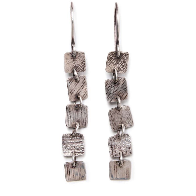 Long Minimalist and Geometric Silver Earrings - Long Dangles ...