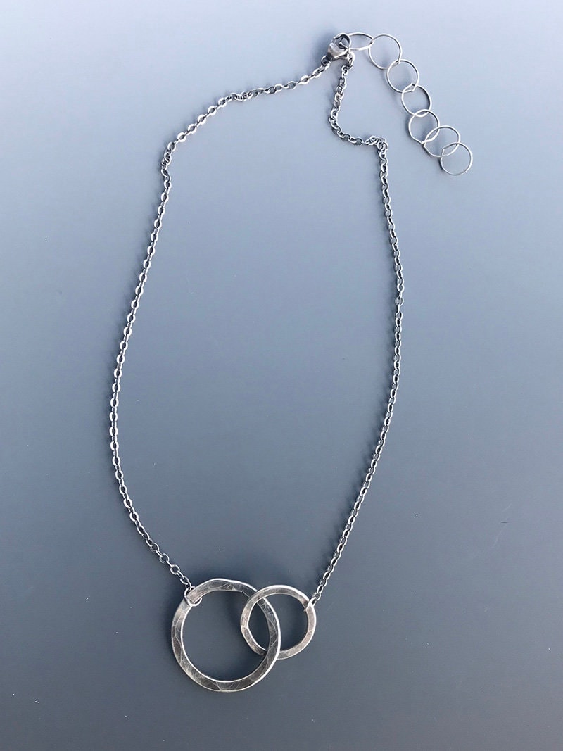 Interlock Necklace - Sterling Silver Necklace - Round Pendant - Linked ...