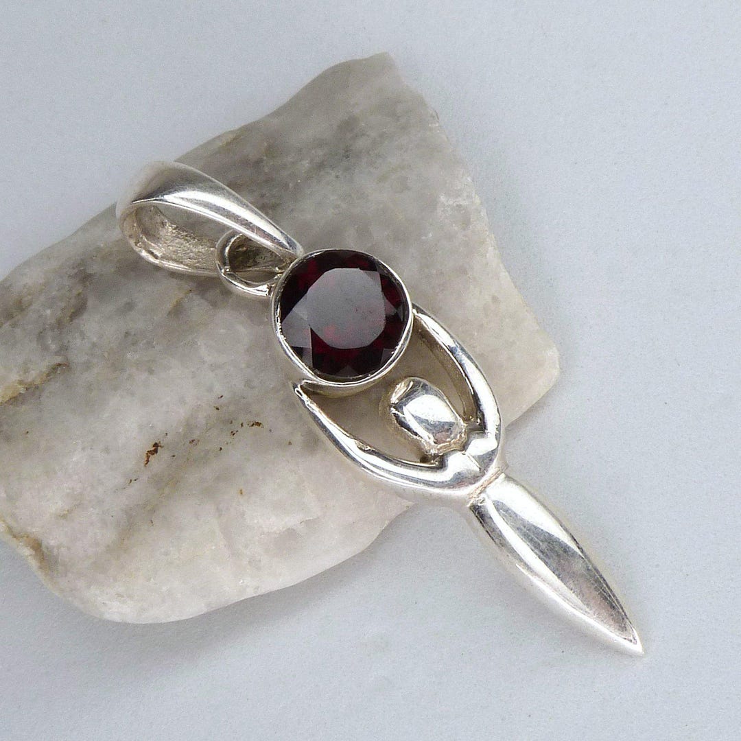 GARNET 925 Salutation Pendant Silver Silversari YPG2054 - Etsy