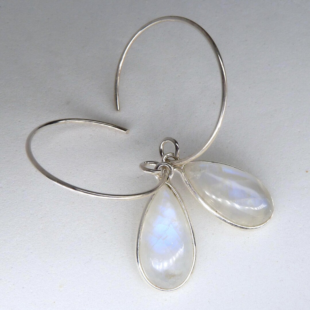 MOONSTONE Hoop 925 Earrings Silversari YEG2111 - Etsy Australia