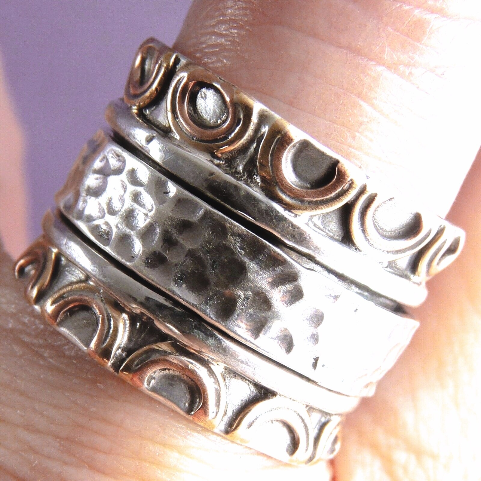 CHUNKY Double Crown SPINNER Ring Solid Silver Silversari | Etsy