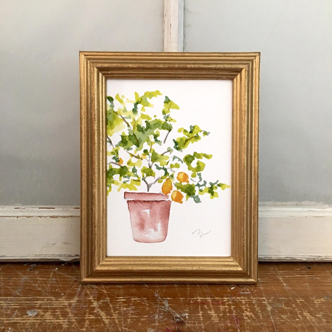 Lemon Tree Watercolor Painting Original Print: Citrus Wall Art on ...