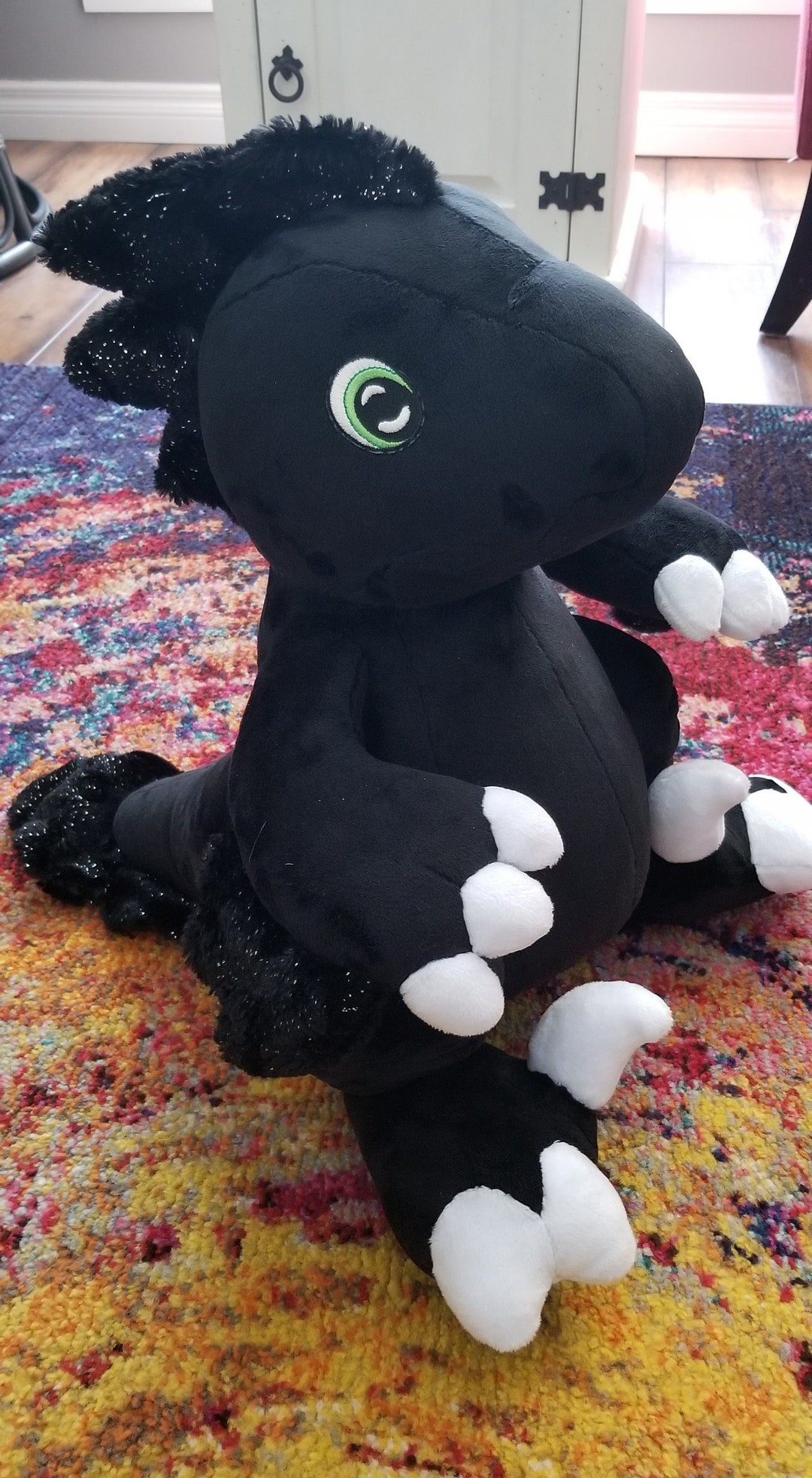 Black Raptor Sparkly Feathers Plush Dinosaur - Etsy