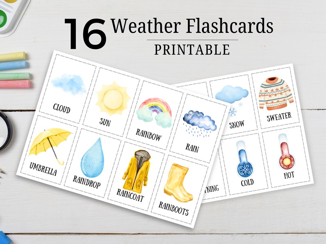16 Printable Weather Flashcards for Toddlers | Pre-school Learning ...