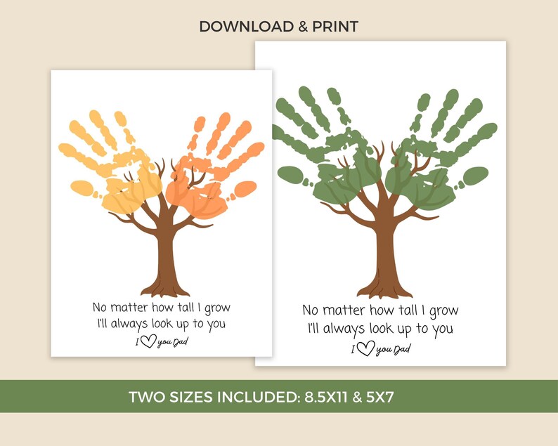 Handprint Painting, Father's Day, Printable Tree Art Gift From Kids ...