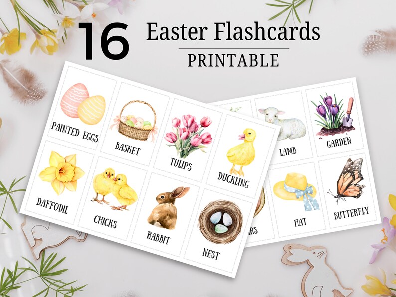 Printable Flashcards Easter Vocabulary Building for Kids, Preschool ...
