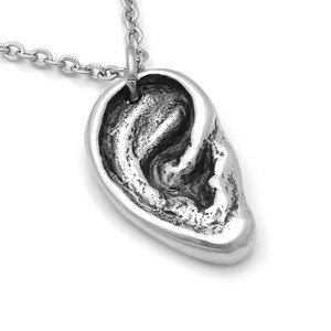 Human Ear Necklace in Pewter, Anatomical Hearing Pendant, Deaf Jewelry ...