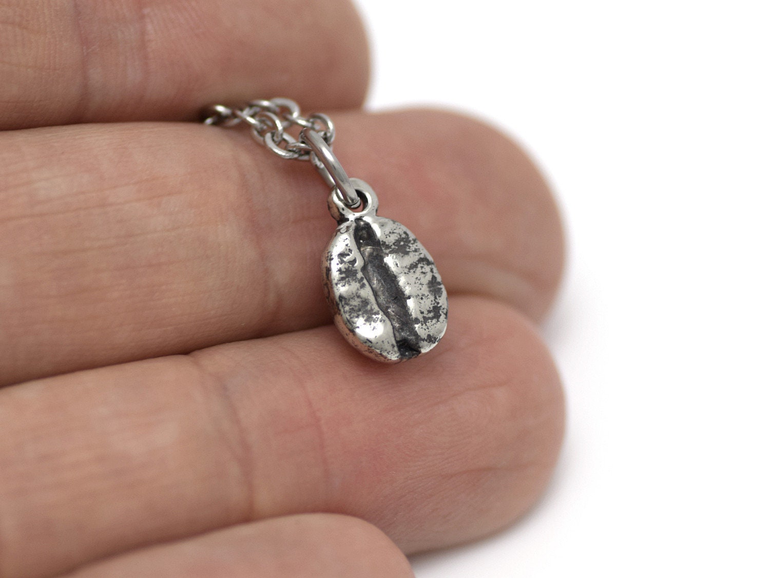 Coffee Bean Necklace Caffeine Food Jewelry in Pewter | Etsy