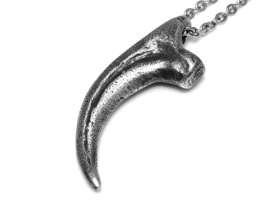 Antiqued Velociraptor Claw Necklace, Dinosaur Pendant, Animal Jewelry ...