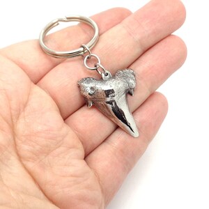 Metal Shark Tooth Keychain in Pewter, Handmade Animal Fang Key Ring - Etsy