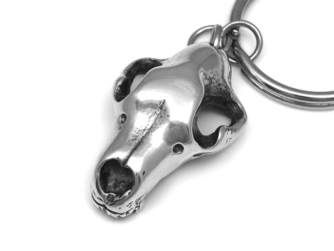 Bear Skull Keychain in Polished Pewter Handmade Animal - Etsy