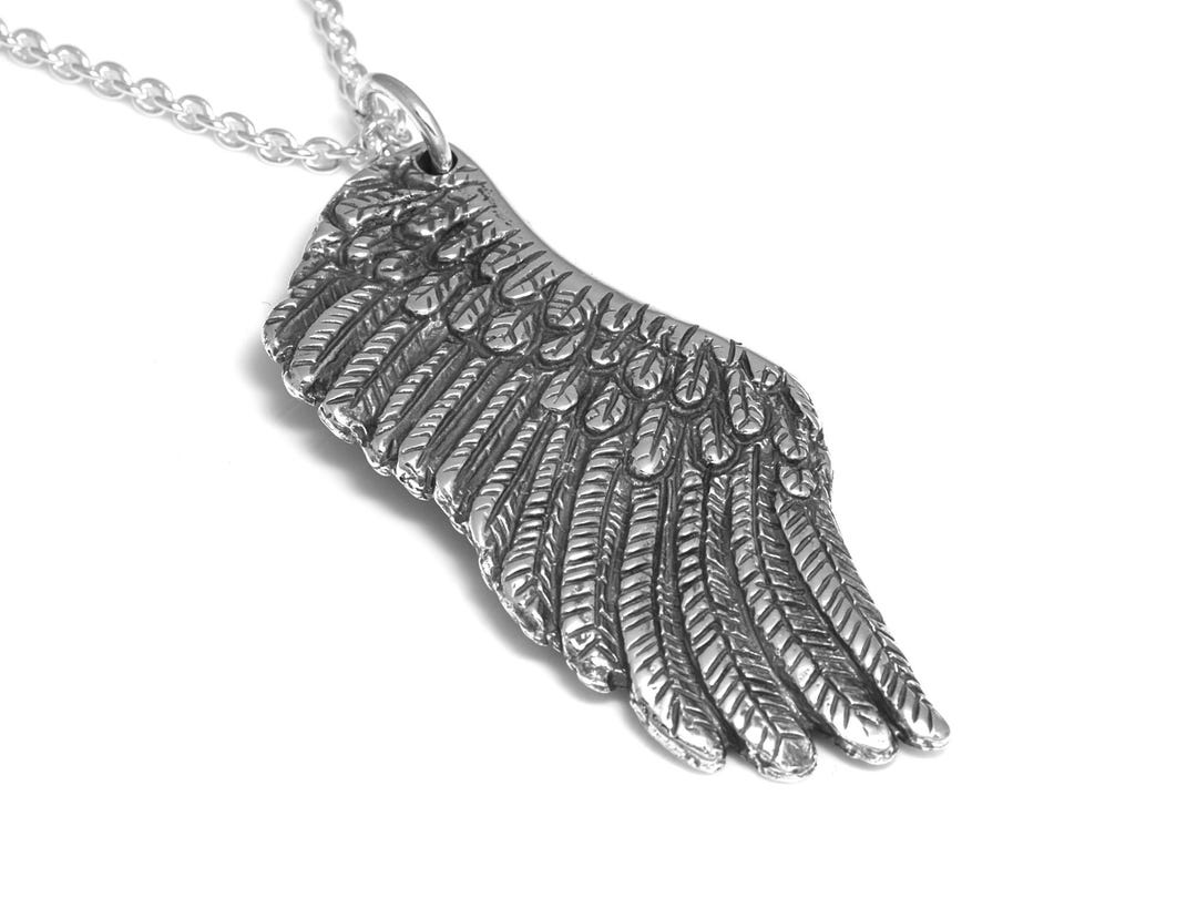 Sterling Silver Bird or Angel Wing Pendant Necklace, Handmade Feather ...