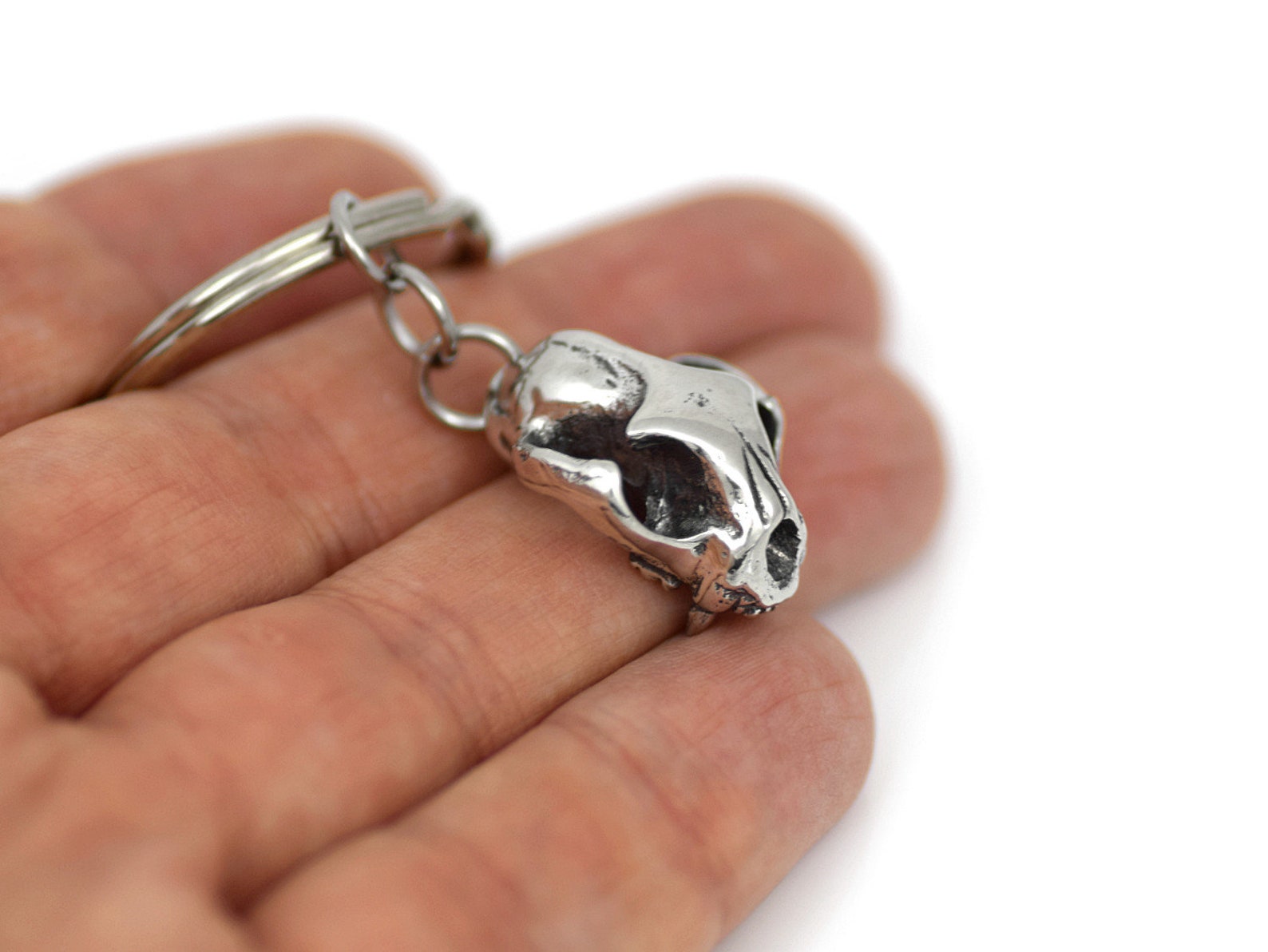 Lynx Skull Keychain Bobcat Charm Wild Cat Keyring | Etsy