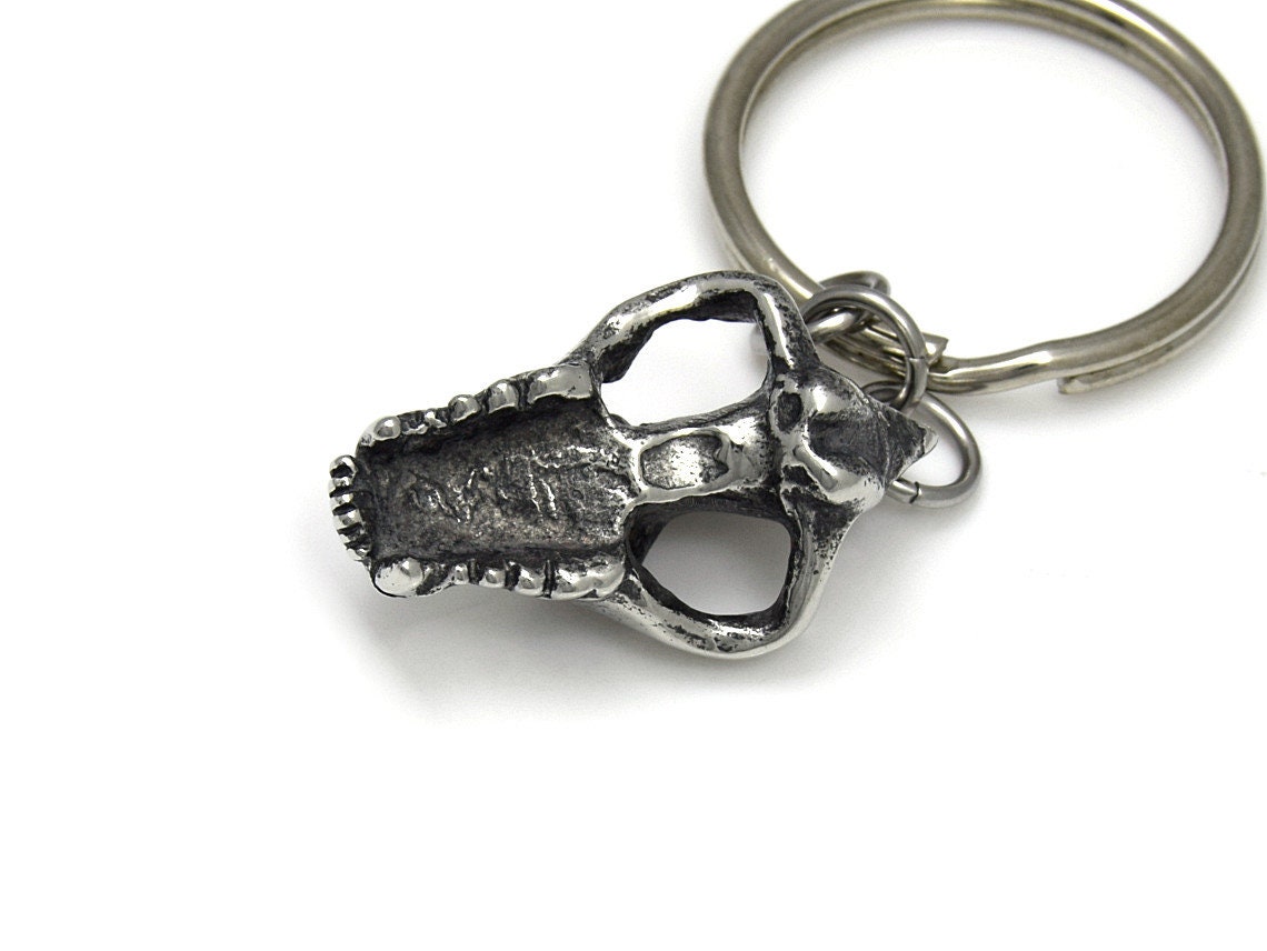 Hyena Skull Keychain in Pewter Handmade Animal Cranium Key - Etsy