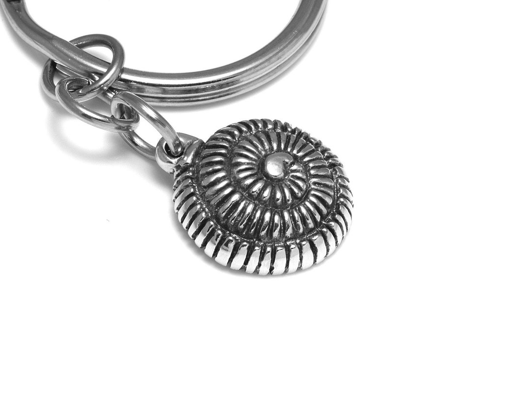 Ammonite Keychain, Handmade Mollusc Animal Fossil Keyring in Pewter - Etsy