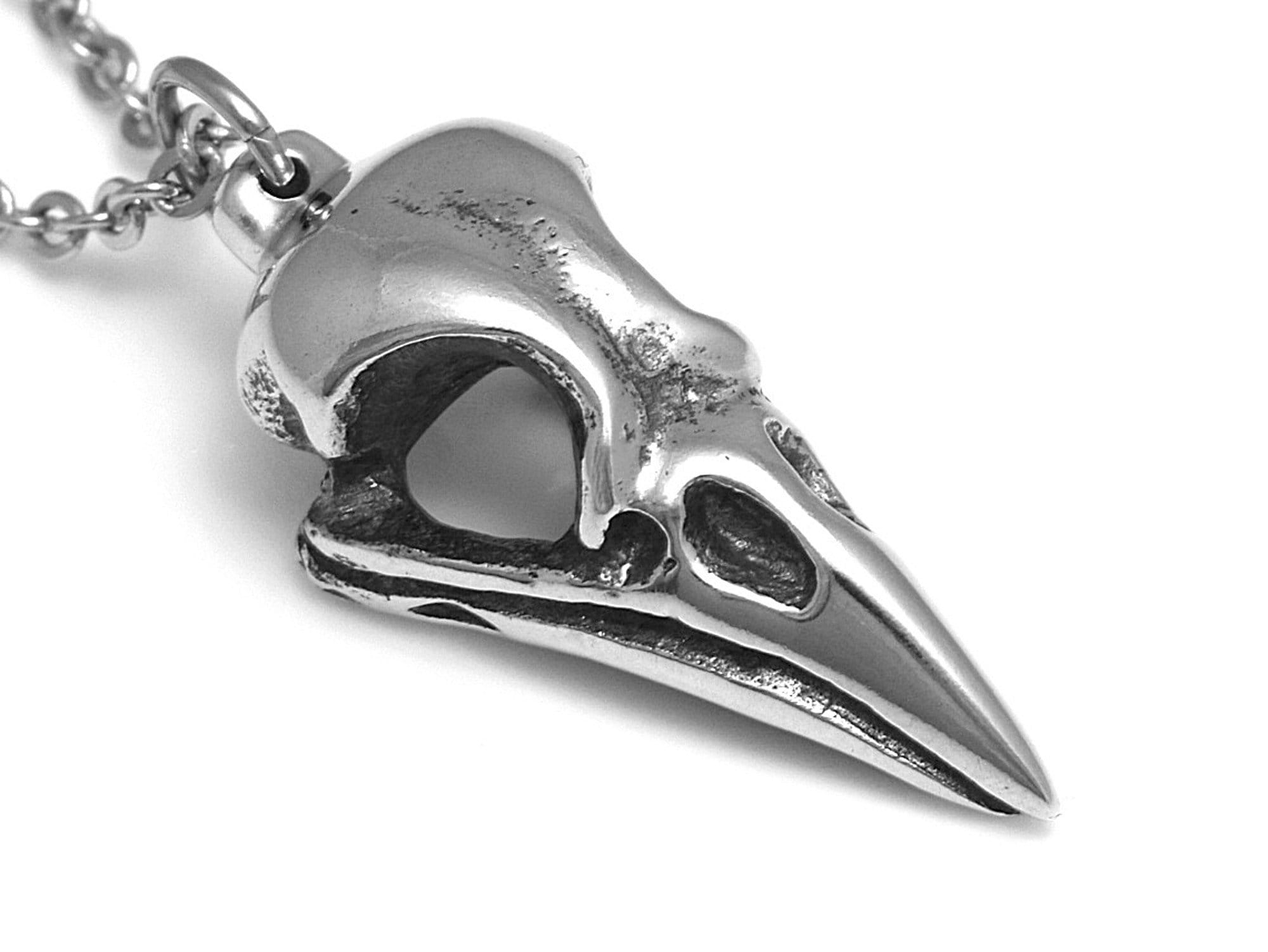 Magpie Skull Pendant Necklace Metal Bird Head Charm Handmade - Etsy Sweden
