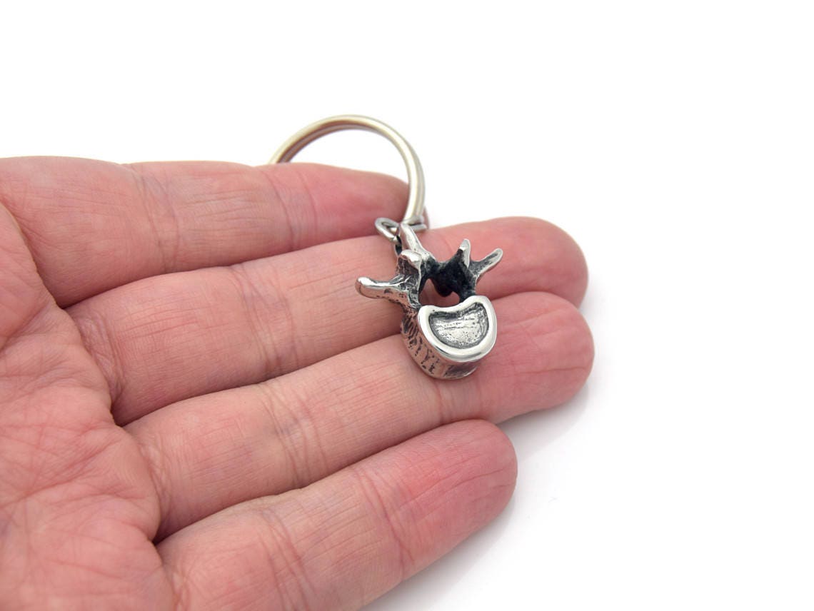 Handmade Lumbar Vertebrae Keychain in Pewter Scoliosis - Etsy