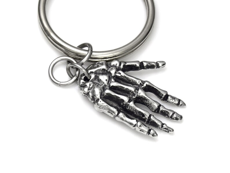 Skeleton Hand Keychain Human Bones Charm Handmade in Pewter - Etsy